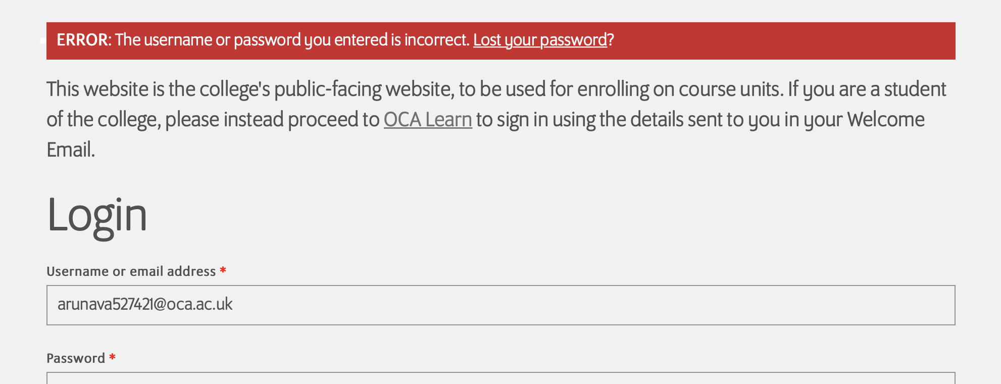 TEL-TSGW: Log in issue. | oca-learn